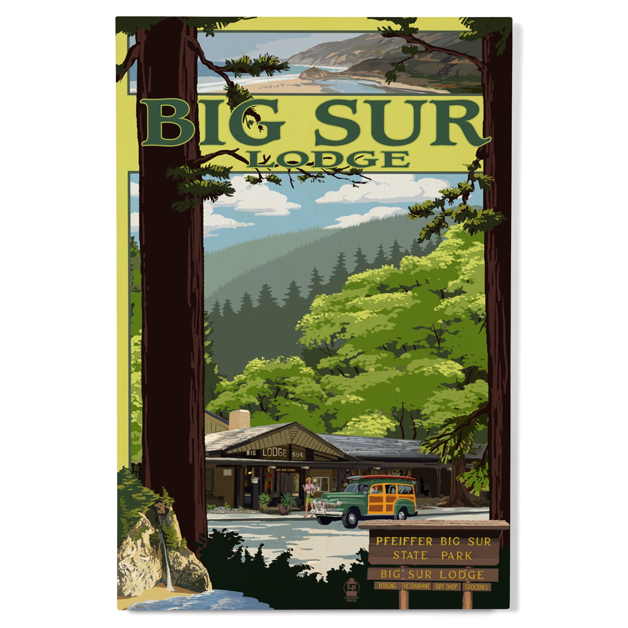 Big Sur Lodge, California Birch Wood Wall Sign (12x18 Rustic Home Decor ...
