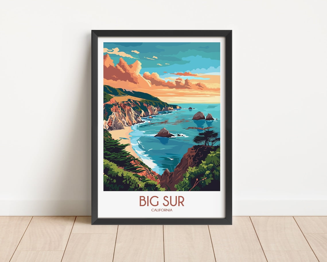 Big Sur Poster California Scenic Coastal Wall Art Decor, Unframed ...