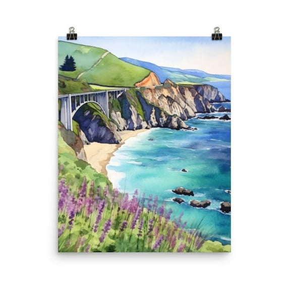 Big Sur Print, Bixby Bridge California Coast Wall Art, Pacific Highway ...