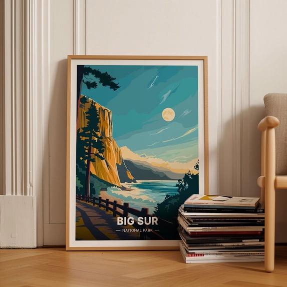 Big Sur Travel Poster National Park Wall Art Scenic California ...