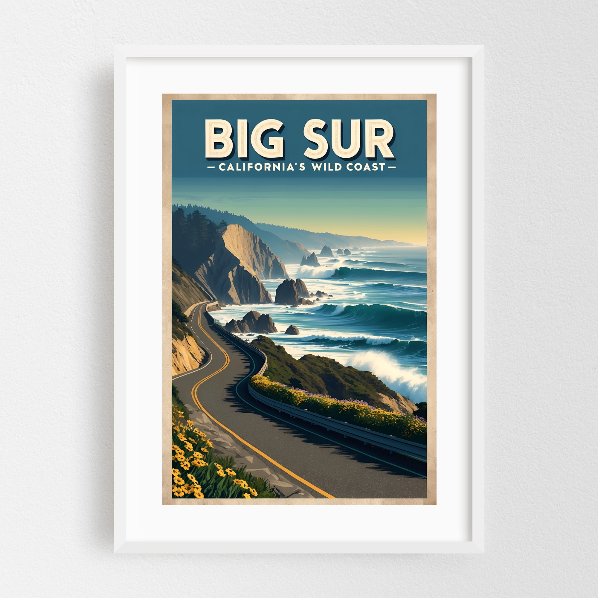Big Sur Vintage Travel Poster – California’s Scenic Coastal Escape ...