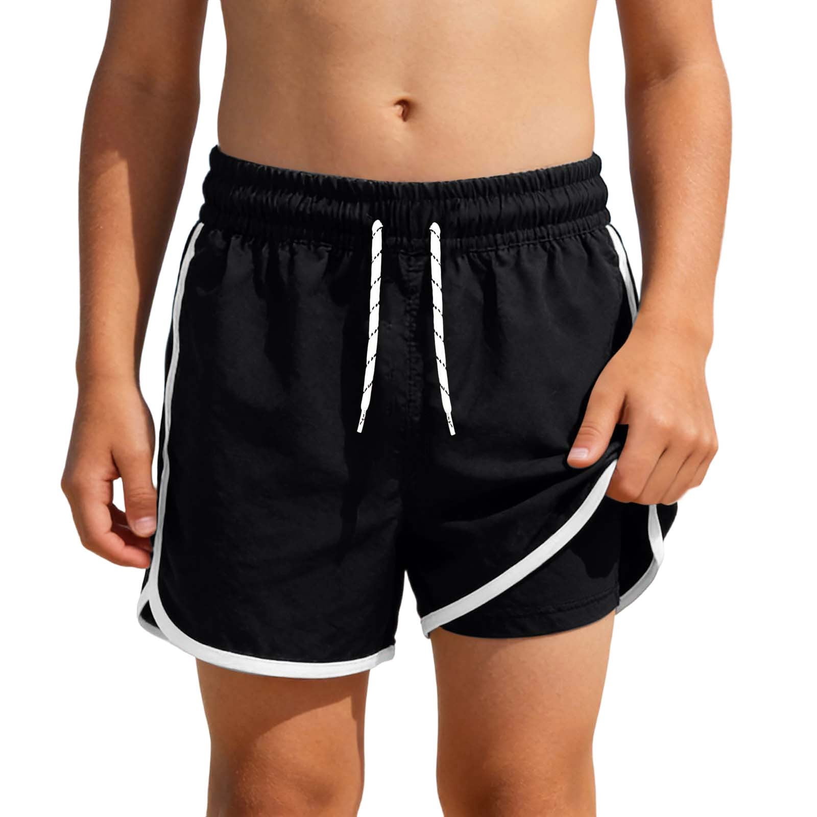 Big Swimsuit For Boys Casual Double Layered Solid Color Summer Bathing ...