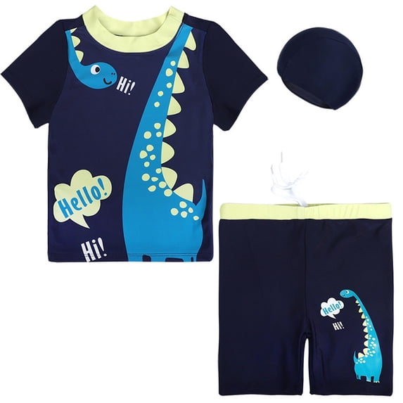 Big Swimsuit For Boys Three Piece Short Sleeve Swim Shirt Rash Guard ...