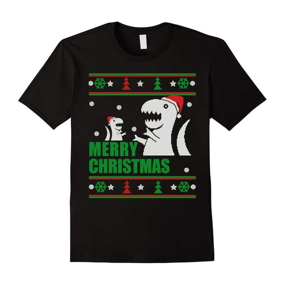 Big T-Rex Santa Funny Dinosaur Ugly Christmas Holiday Retro T Shirt for ...
