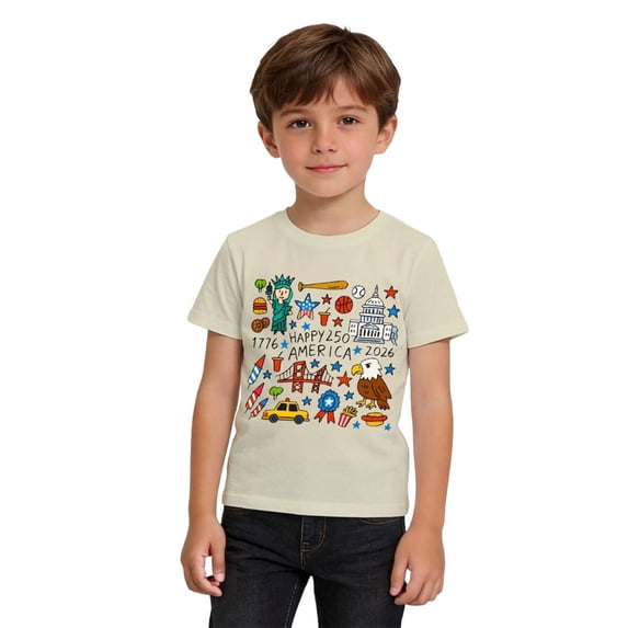 Big T-Shirt For Boys Patriotic Graphic Print Short Sleeve For Kids ...