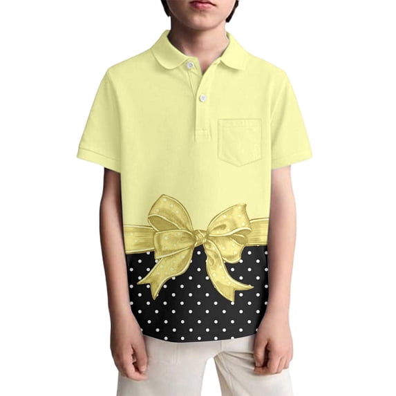 Big T-Shirt For Boys Short Sleeve With Polka Print Casual For Kids ...