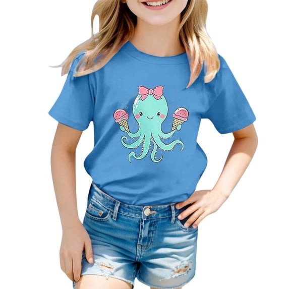 Big T Shirts For Girls Clothes Cute Graphic Kids Short Sleeve Ocean ...