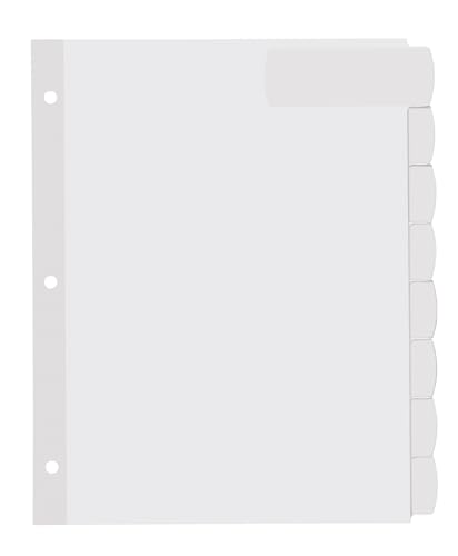 Big Tab Printable Large White Label Dividers with Easy Peel, 8 Tabs, 20 ...