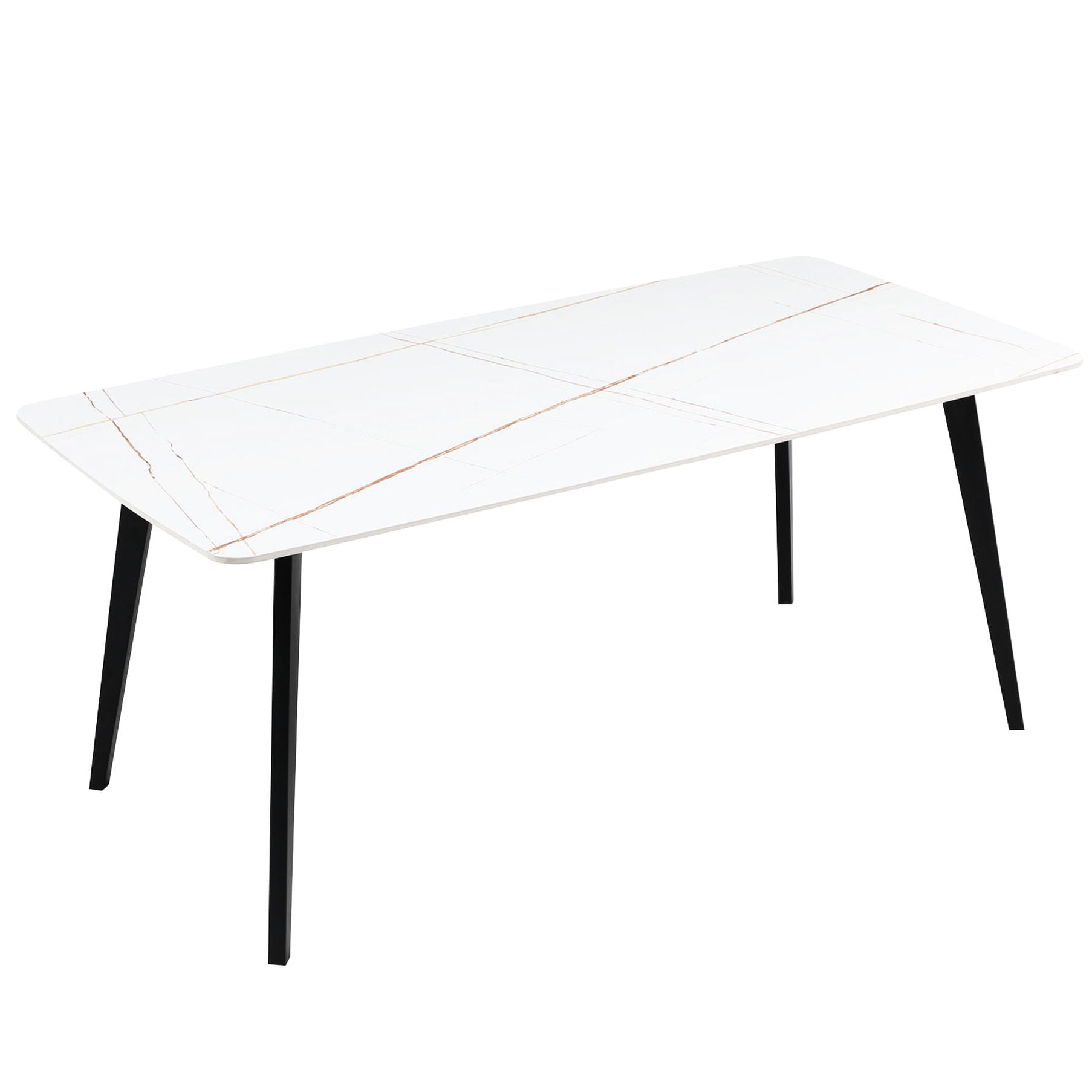 Big Tabletop & Easy Setup - 70" White Porcelain Dining Table for 4 - 8 ...