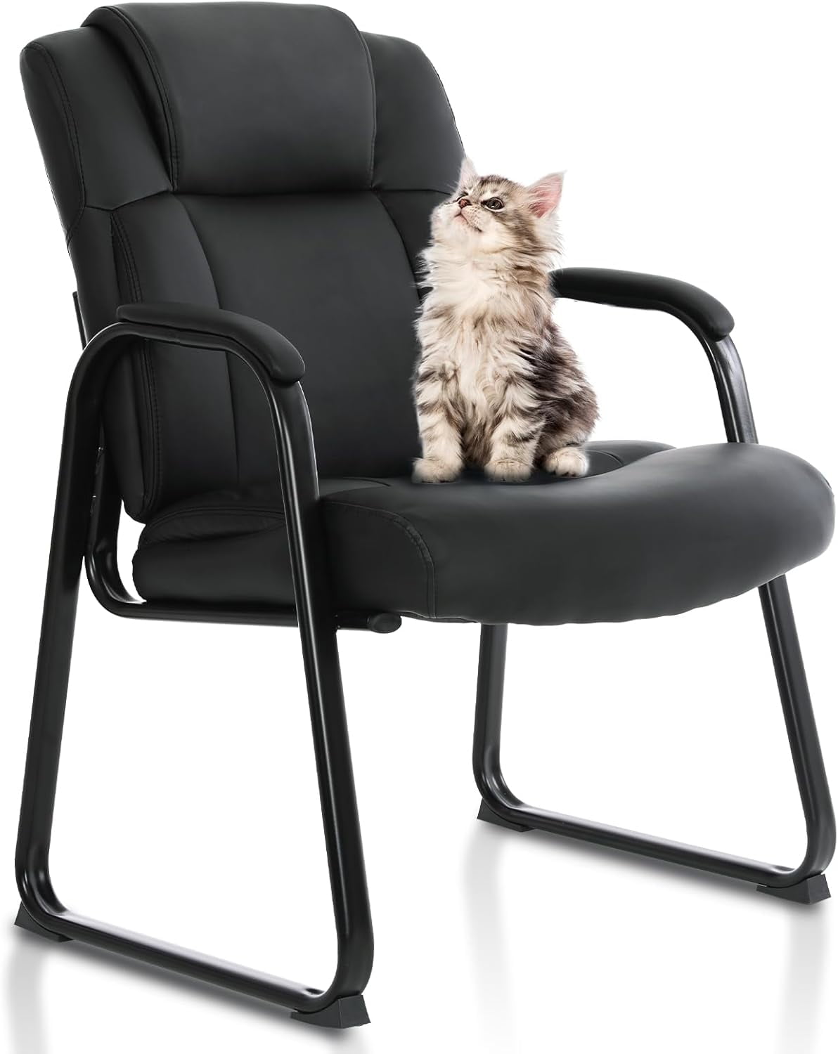 Big & Tall 500 lb. Guest Chair, Leather Reception Chairs with Sled Base ...