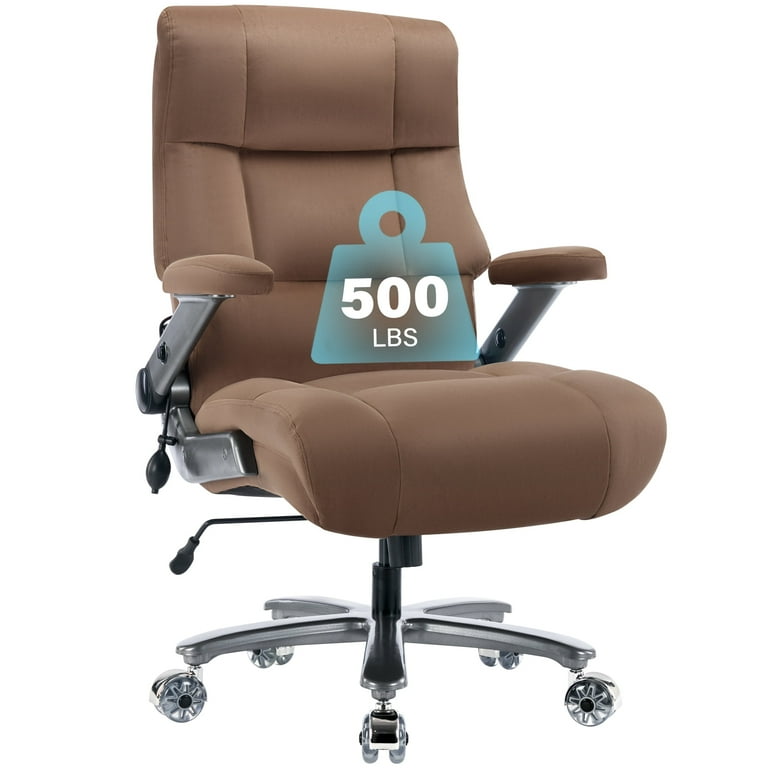 Big and Tall 500lbs Office Chair Ultra Soft Fabric Executive Desk Chair Ergonomic Computer Chair with 3D Flip Up Arms Adjustable Lumbar Support