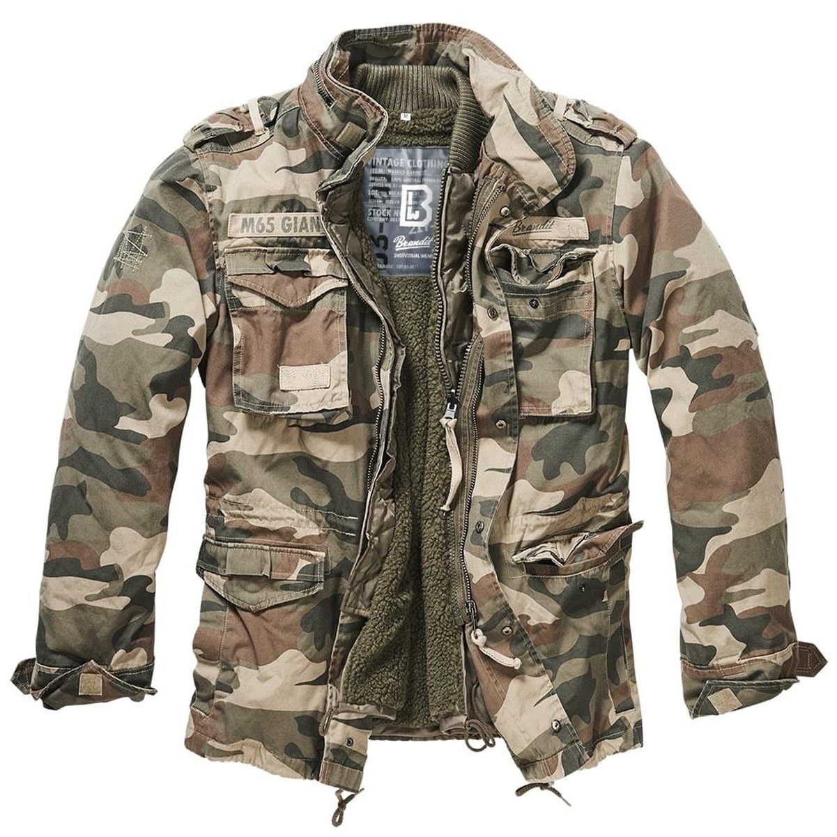 BRANDIT INDIVIDUAL WEAR Adult Male M65 Premium Giant Field Jacket, Color: Light Woodland, Size ...