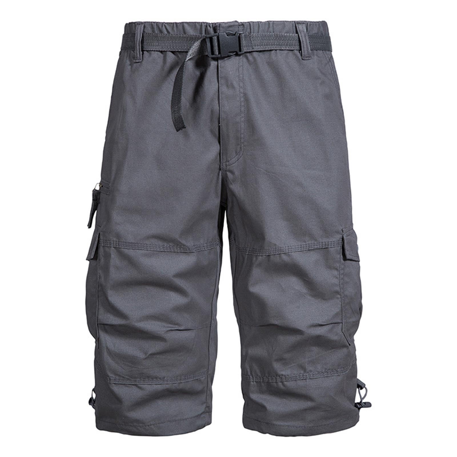 Big & Tall Capris Cargo Pants for Men with Pockets and Belt Plus Size M ...