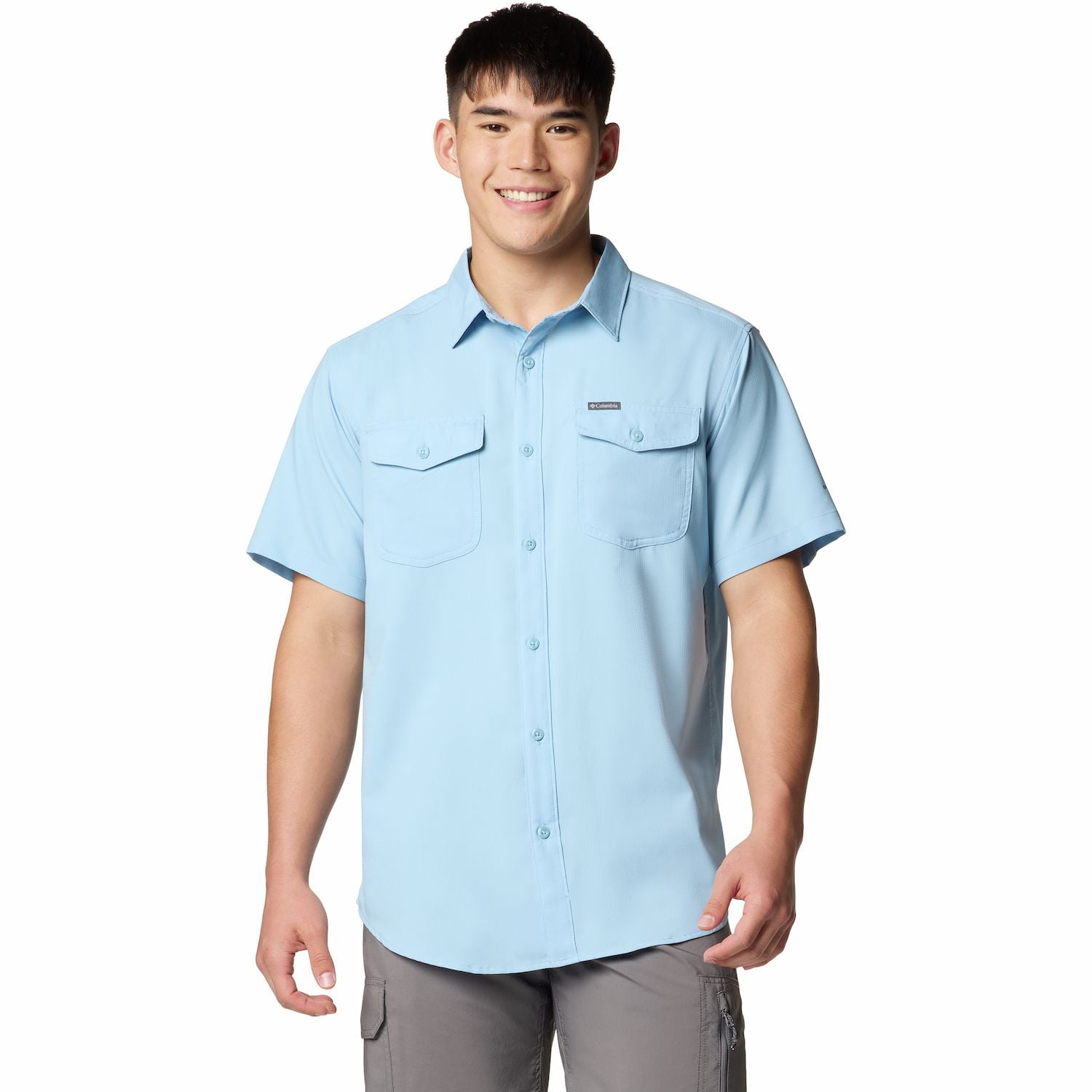 Big & Tall Columbia Utilizer Button-Down Shirt Color: Ripple Blue Size ...
