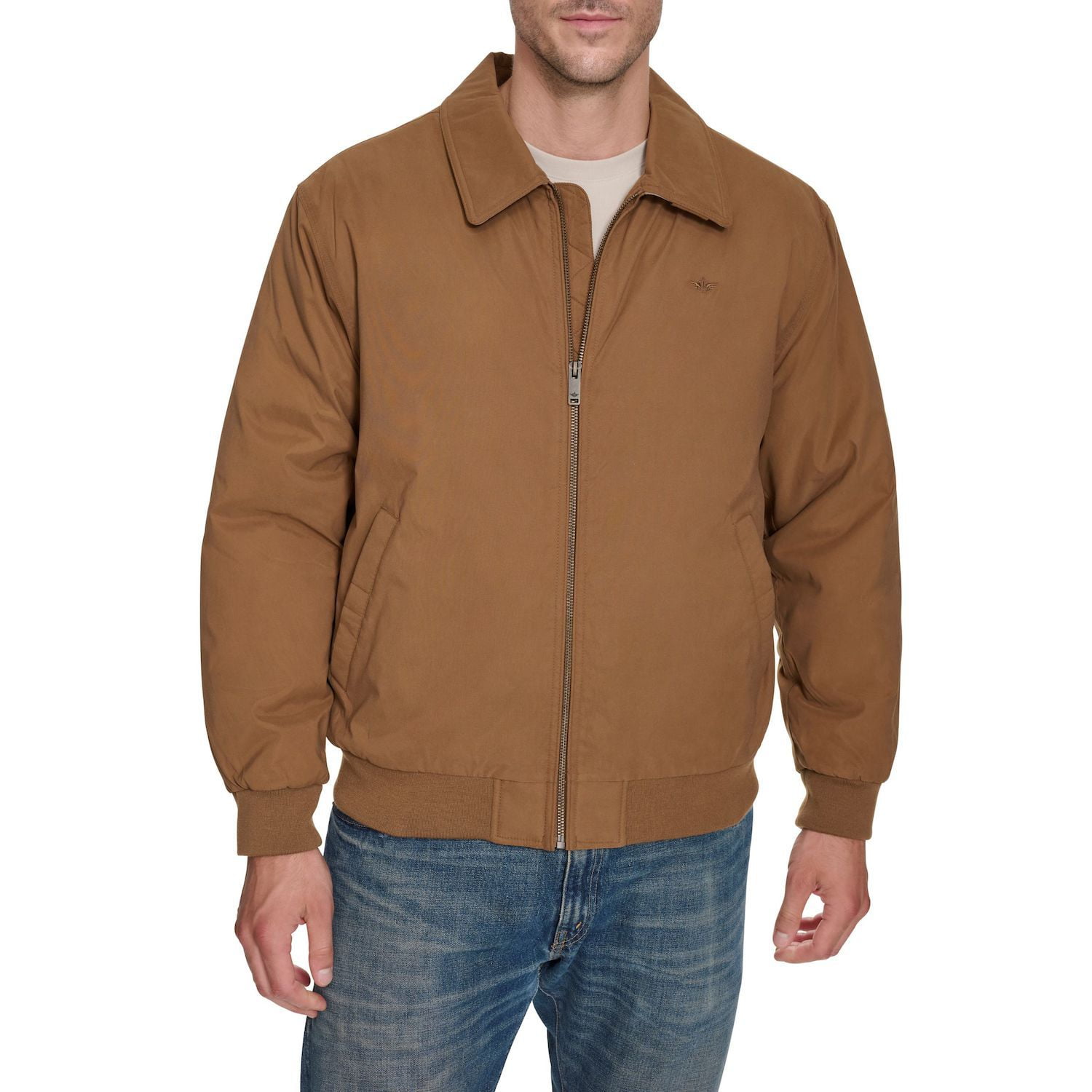 Big & Tall Dockers® Microtwill Bomber Jacket Color: Moroccan Brown Size ...