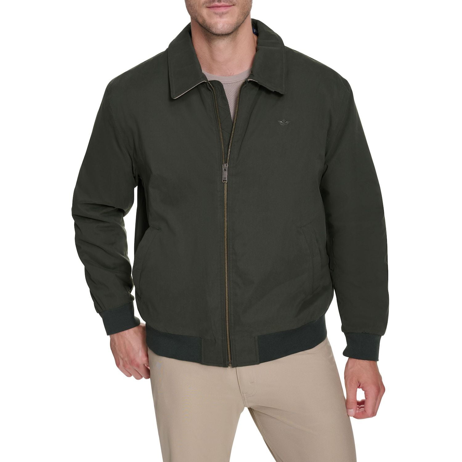 Big & Tall Dockers® Microtwill Bomber Jacket Color: Olive Size: 3XB ...
