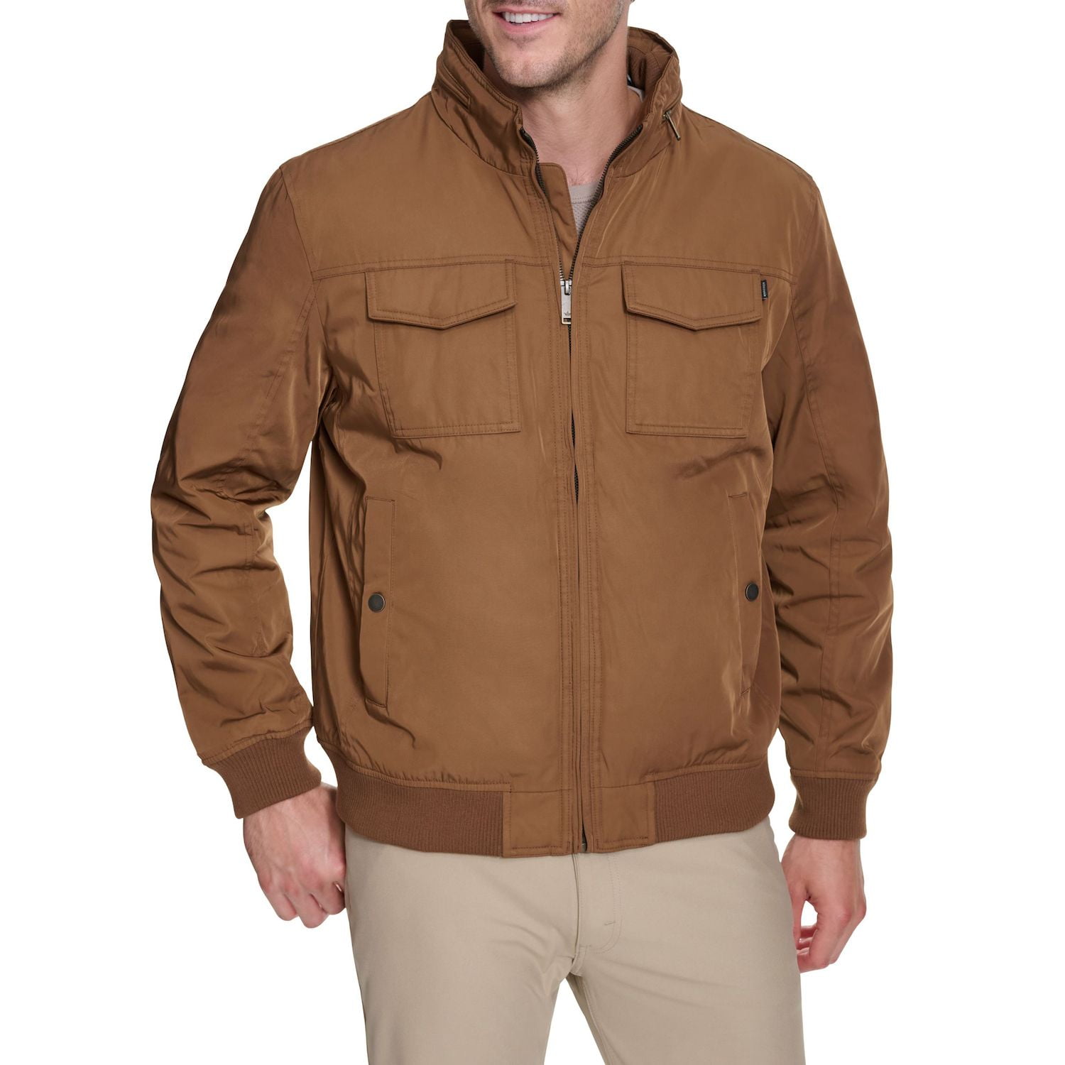 Big & Tall Dockers® Polytwill 2 Pocket Bomber Jacket Color: Brown Size ...
