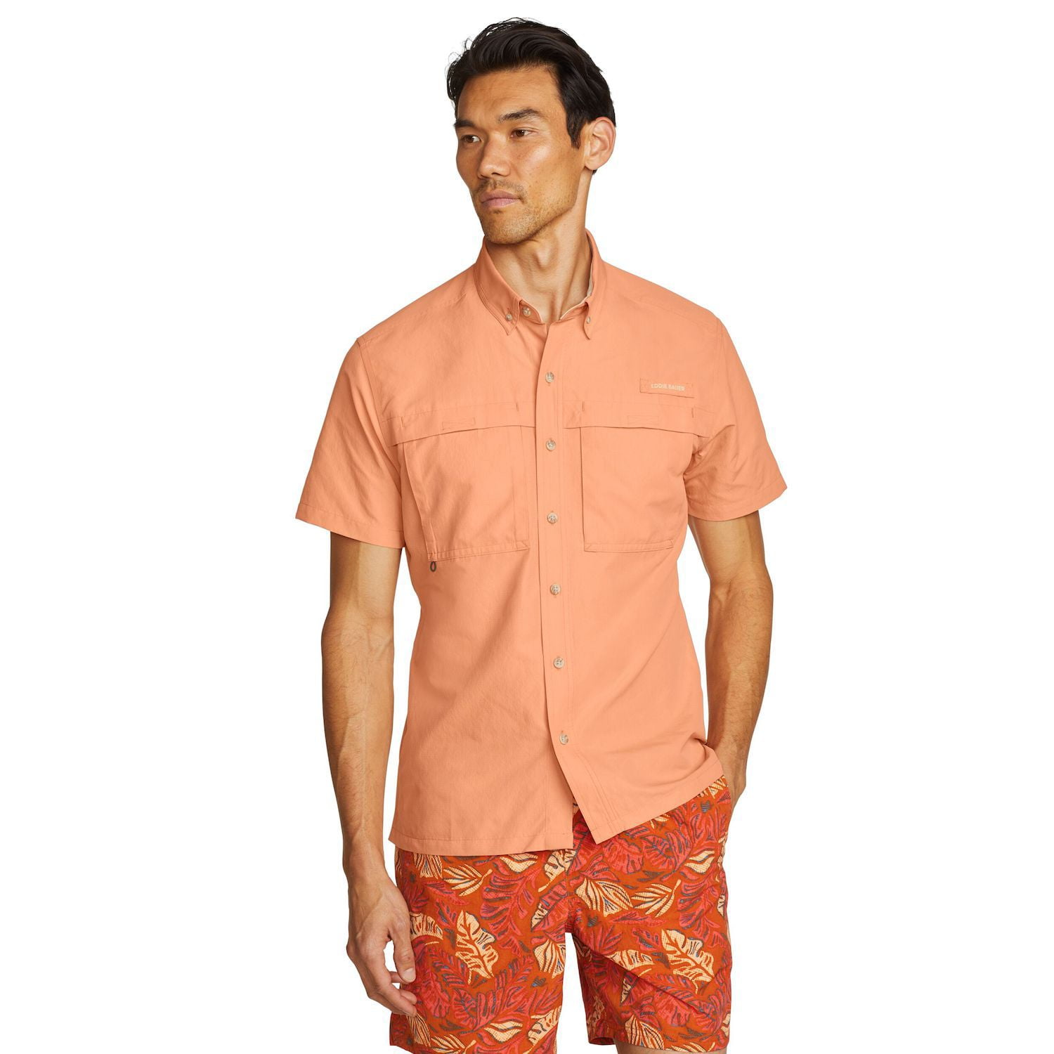 Big & Tall Eddie Bauer Short Sleeve Rainier Ripstop Button-Down Shirt ...