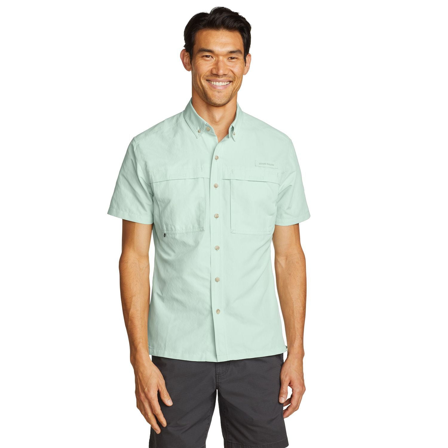 Big & Tall Eddie Bauer Short Sleeve Rainier Ripstop Button-Down Shirt ...