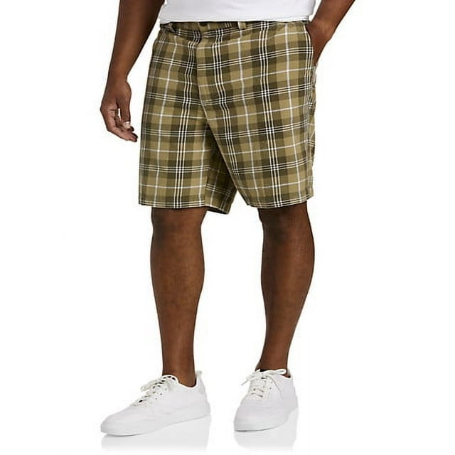 Dxl Mens Essentials Big And Tall Plaid Shorts In Olive Multi Comfort