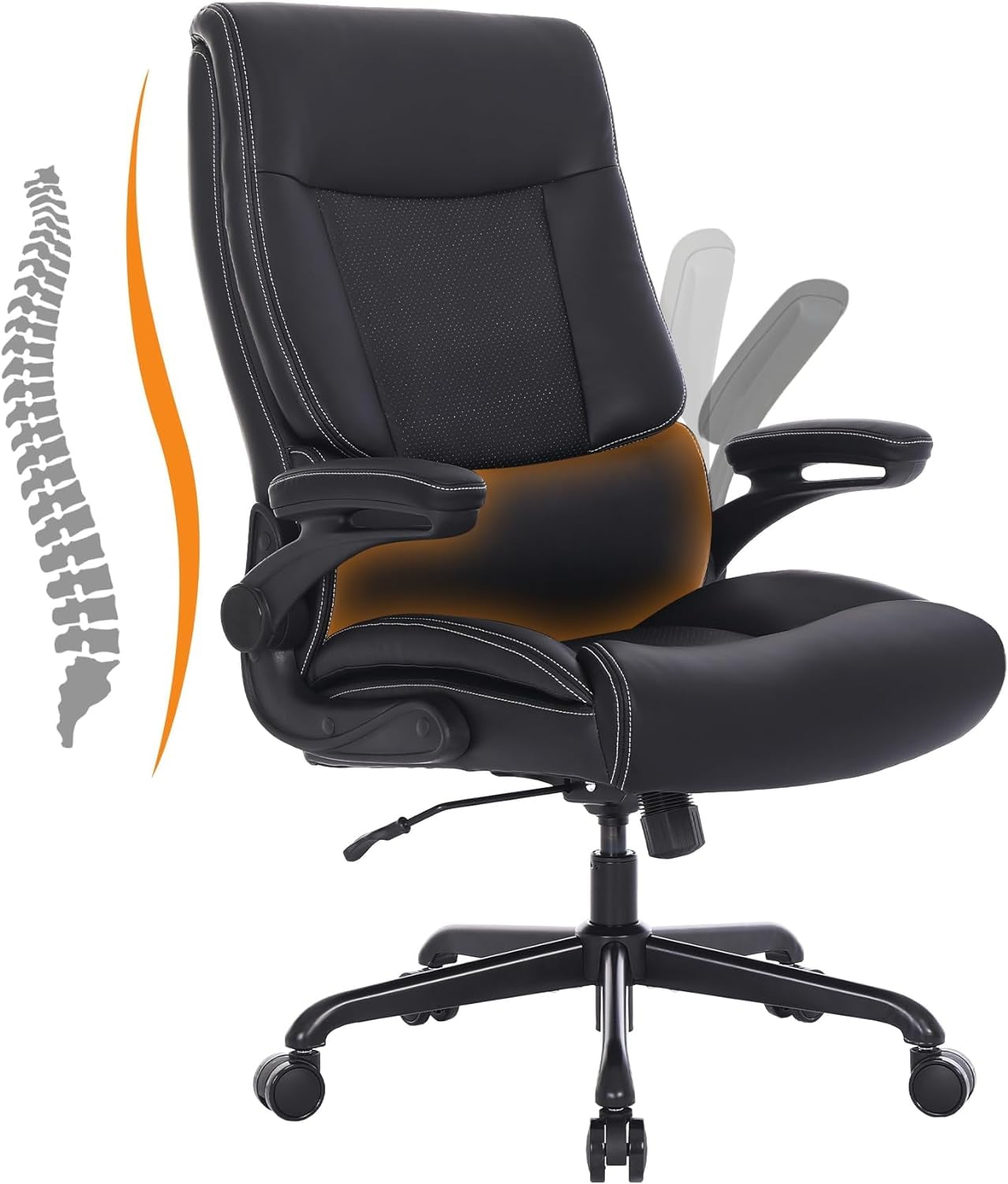 Big and Tall Executive Chair, Desk Office Chair with Lumbar Support ...
