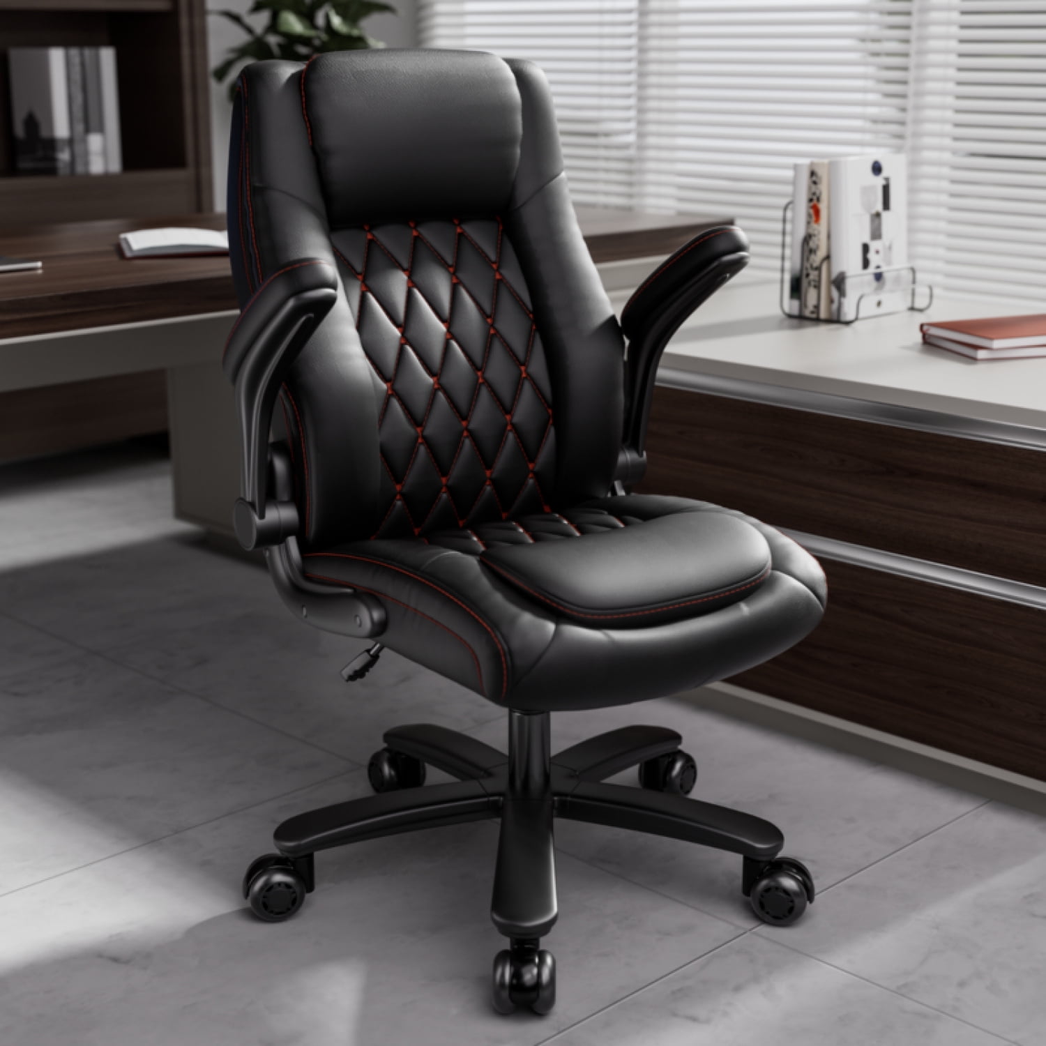 Big Tall Executive Office Chair Ergonomic Leather Computer Desk Chair ...