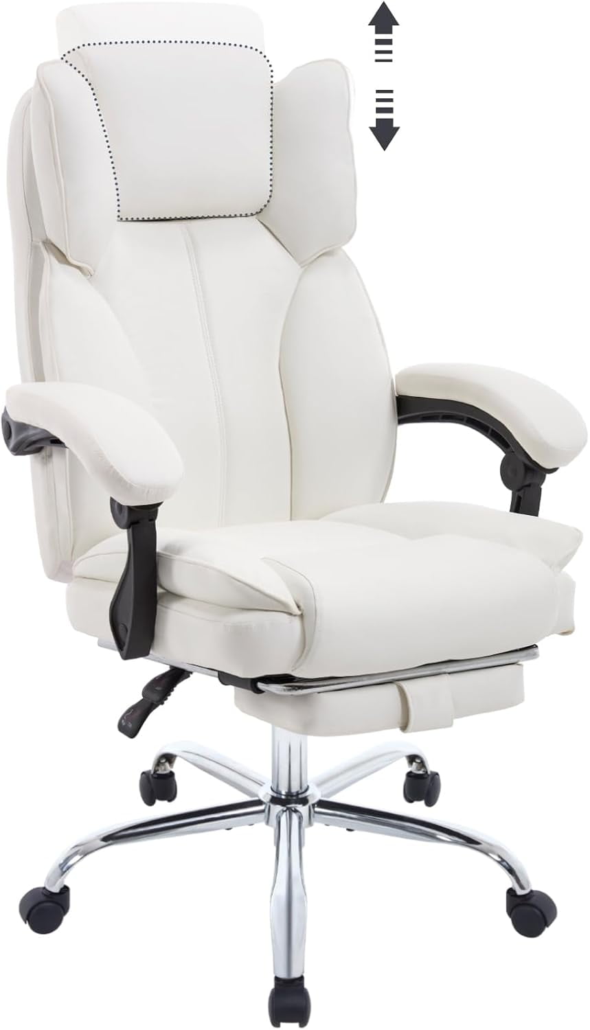 Big and Tall Executive Office Chair with Retractable Footrest and ...
