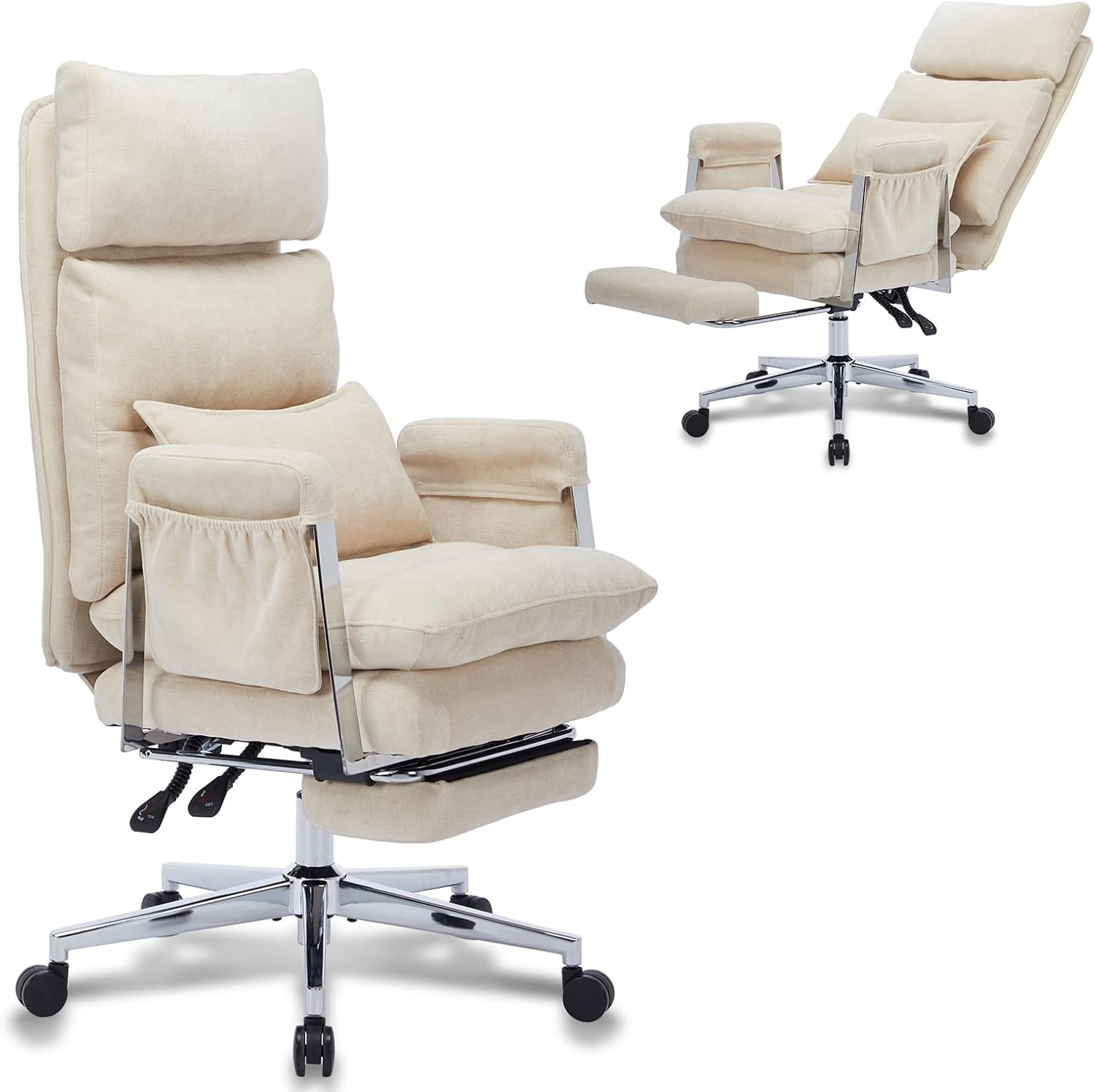 Big and Tall Fabric Computer Chair,Full Stainless Steel Comfy Ergonomic ...