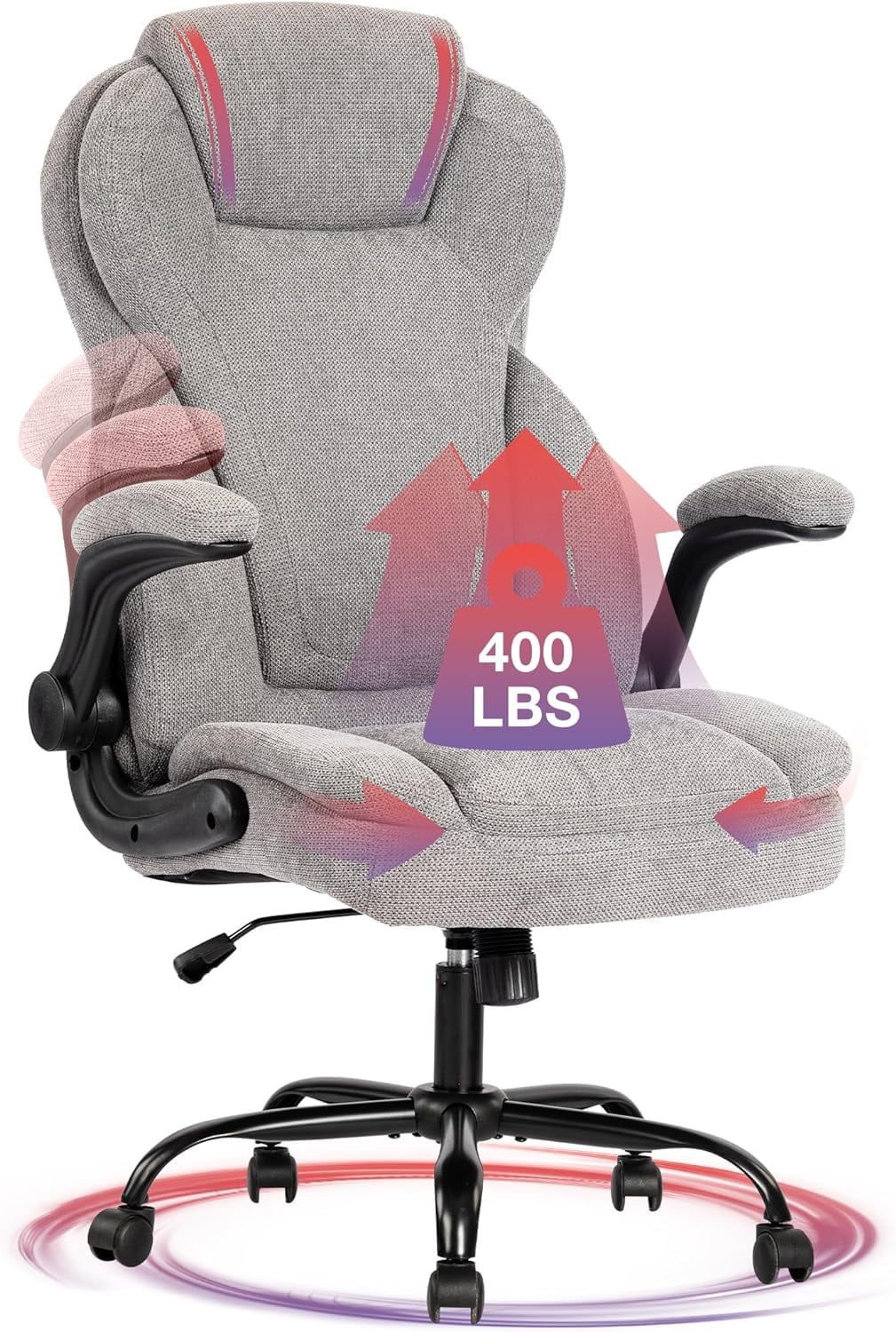 Big and Tall Office Chair 400lbs-Heavy Duty Executive Desk Chair with ...