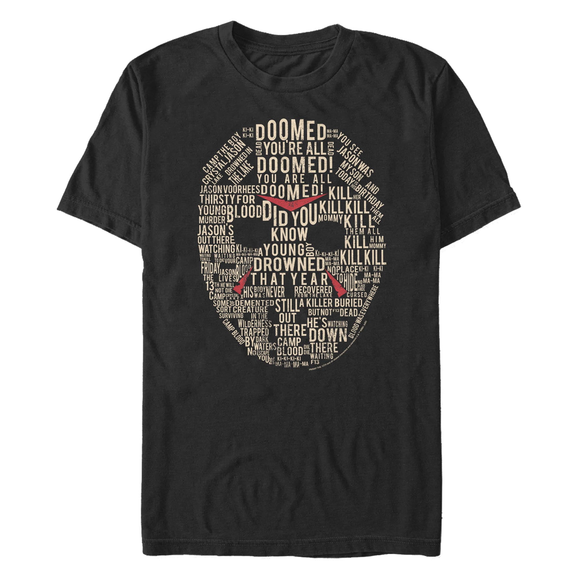 Big & Tall Friday The 13th Jason Mask Text Fill Tee Color: Black Size ...