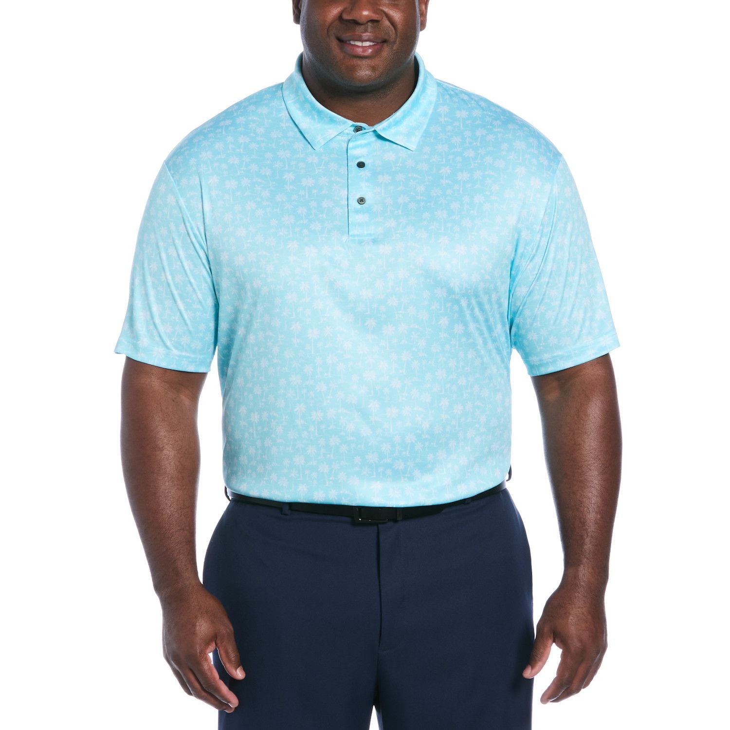 Big & Tall Grand Slam Printed Golf Polo Shirt Color: Gulf Stream Size ...