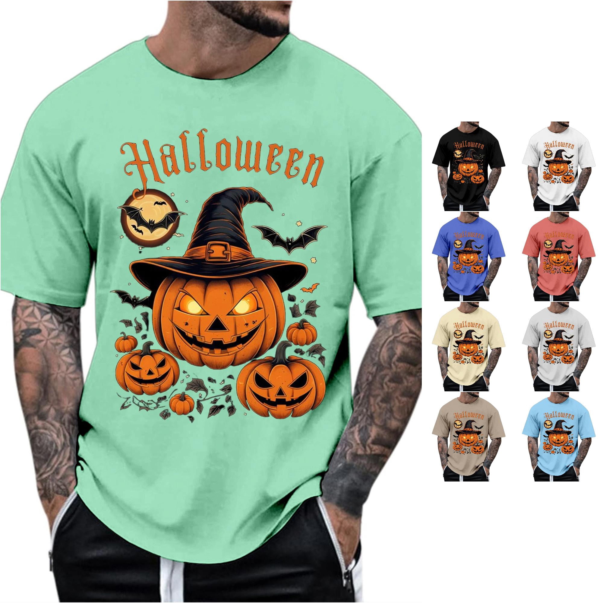 Big and Tall Halloween Tshirt for Men Casual Halloween Pumpkin Print ...