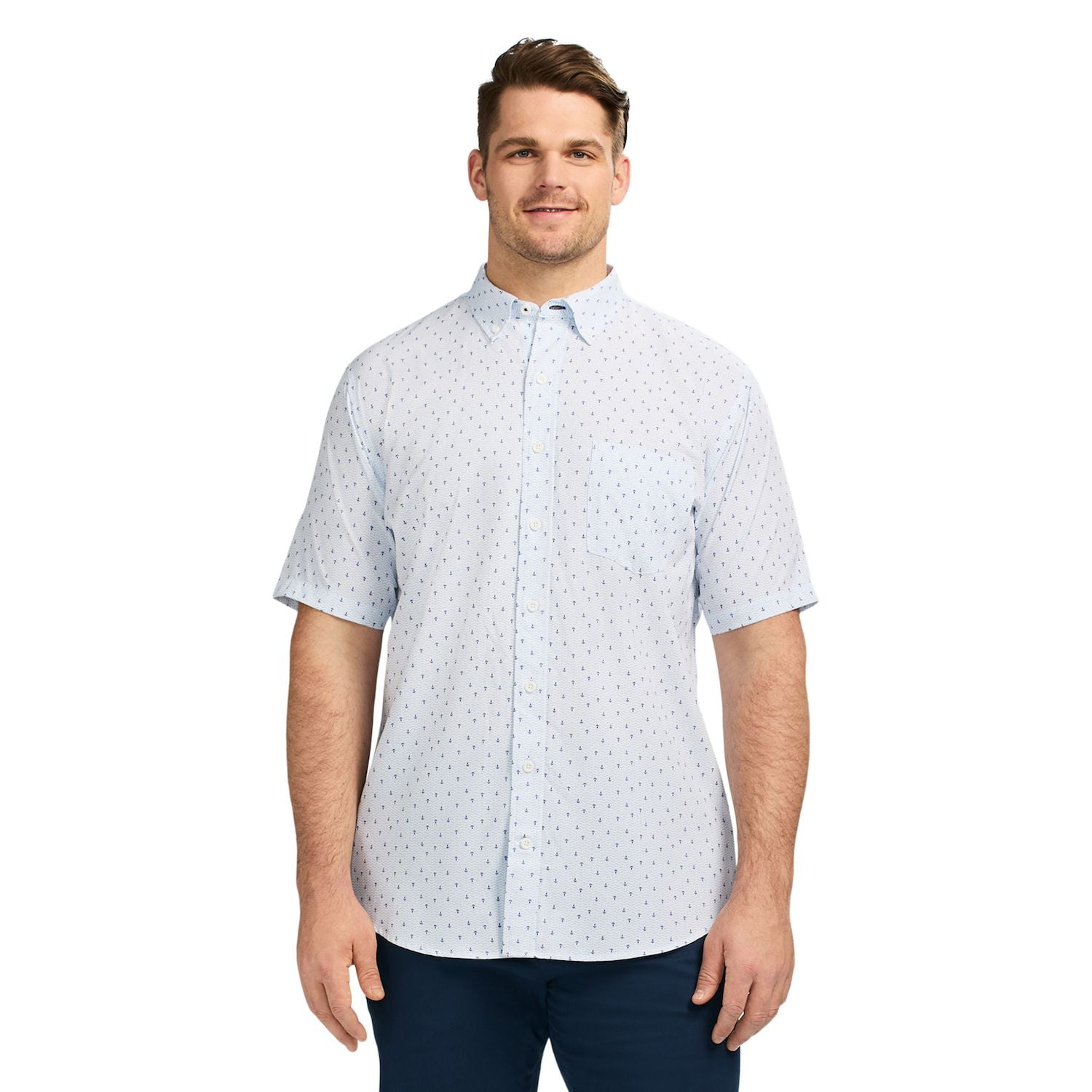 Big & Tall IZOD Breeze Short Sleeve Button-Down Shirt Color: Bright ...