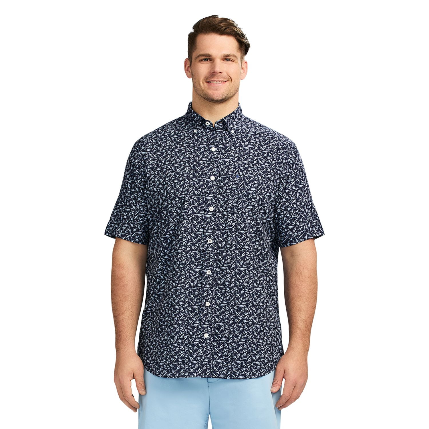 Big & Tall IZOD Breeze Short Sleeve Button-Down Shirt Color: Medieval ...