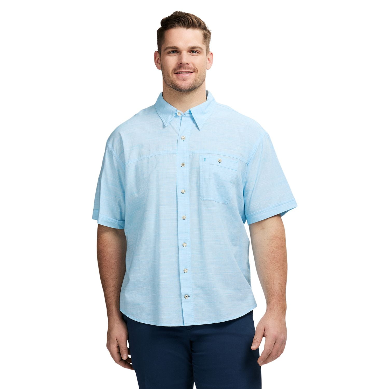 Big & Tall IZOD Dockside Short Sleeve Chambray Color: Aquarius Size ...