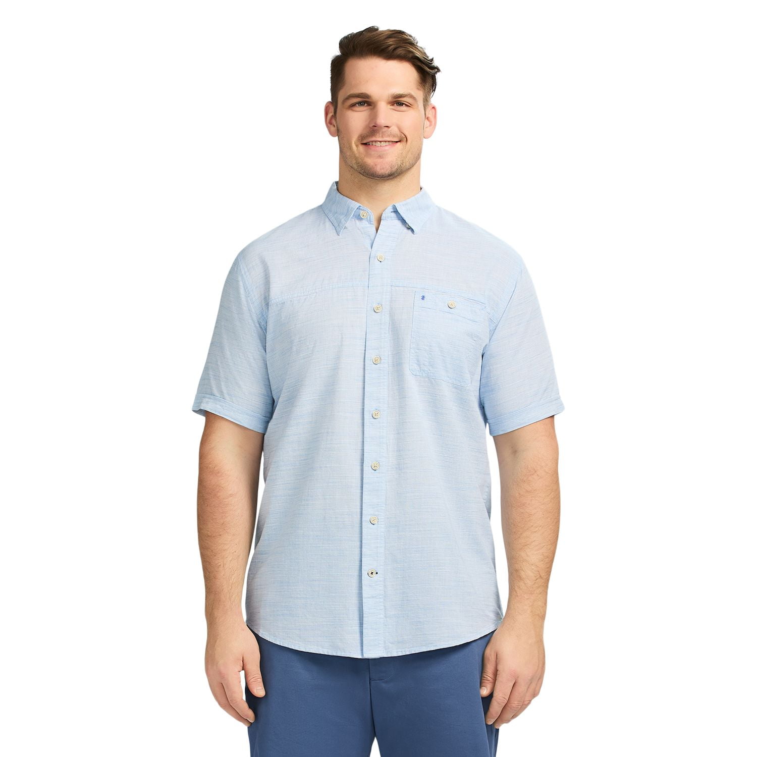 Big & Tall IZOD Dockside Short Sleeve Chambray Color: Blue Revival Size ...