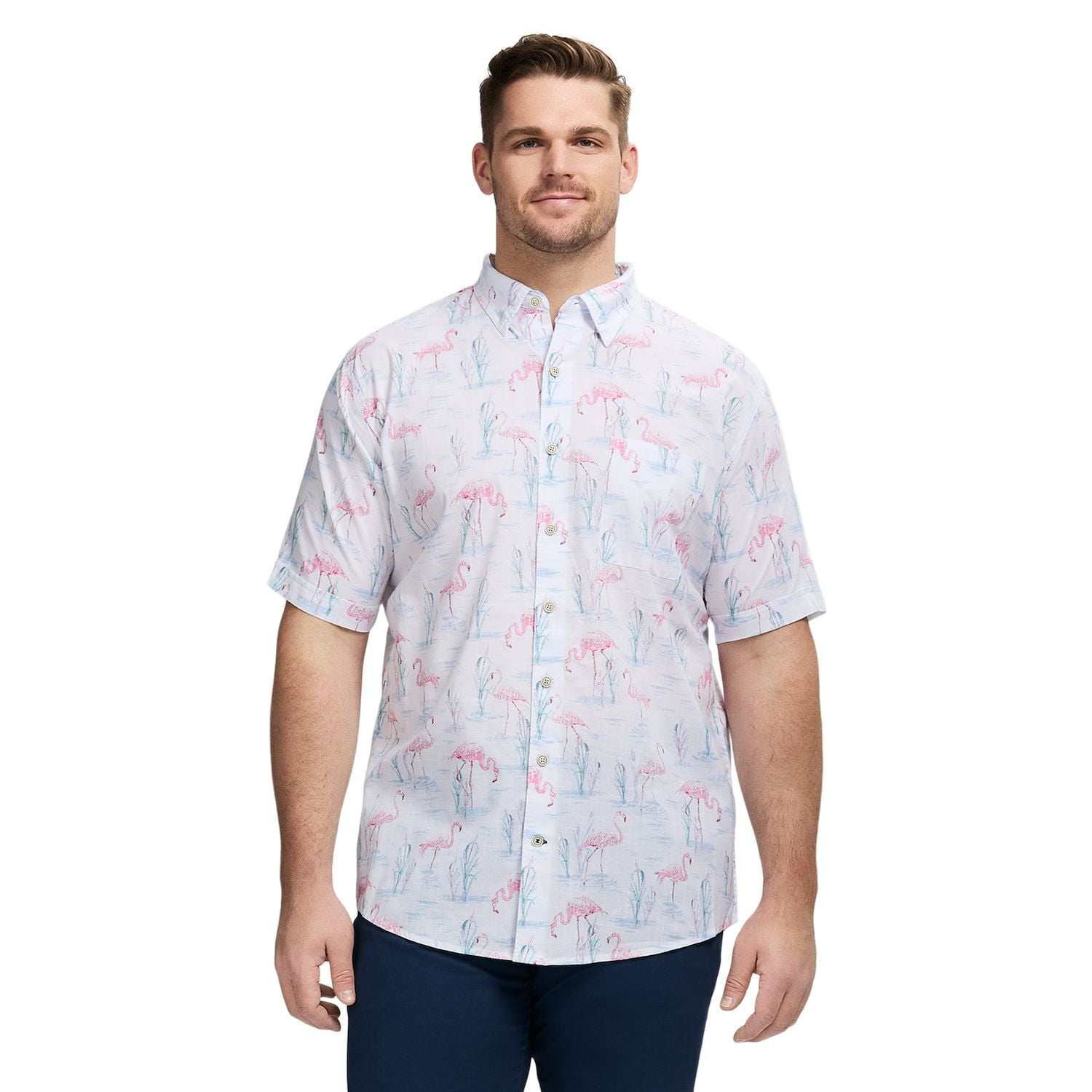 Big & Tall IZOD Dockside Short Sleeve Chambray Color: Bright White ...