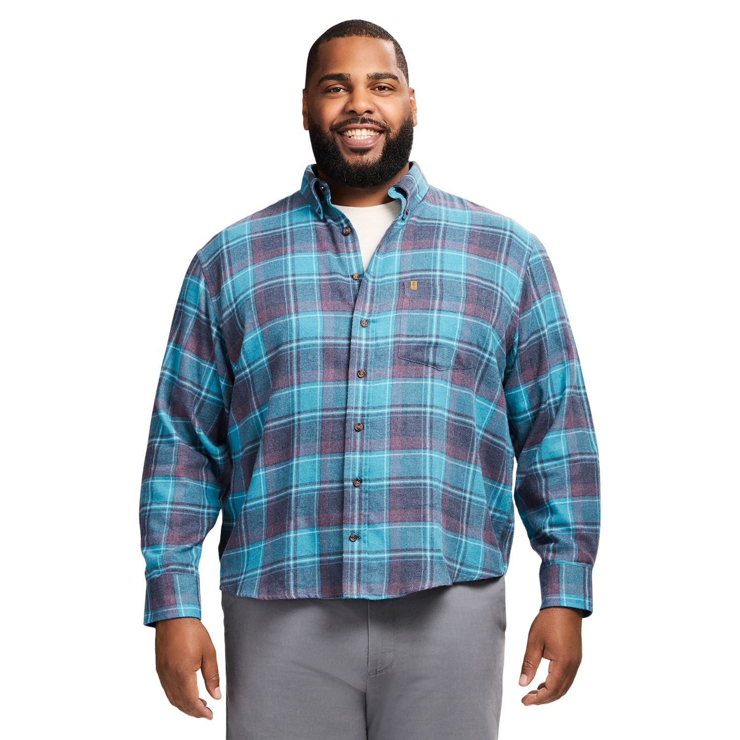 Big & Tall IZOD Stratton Flannel Long Sleeve Button-Down Shirt Color ...
