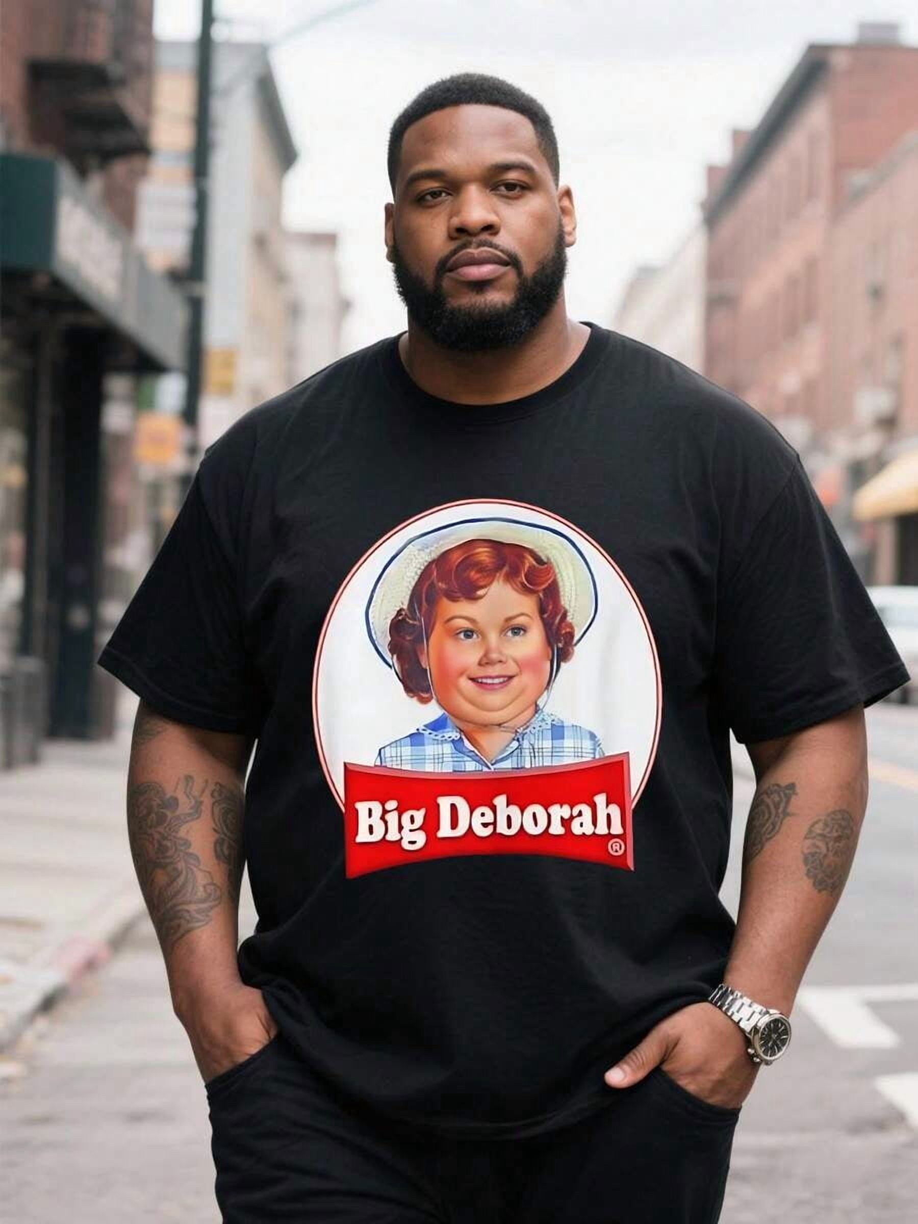 Big And Tall Men, Big Deborah Figure Print Stylish Funny Graphic Black ...