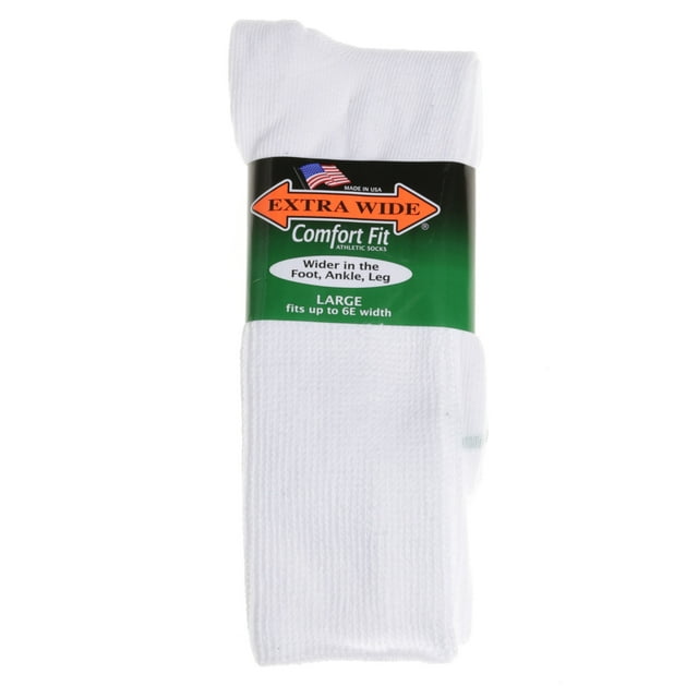 USA Made Big & Tall Men's Extra Wide Athletic Crew Socks Size 11-16 ...