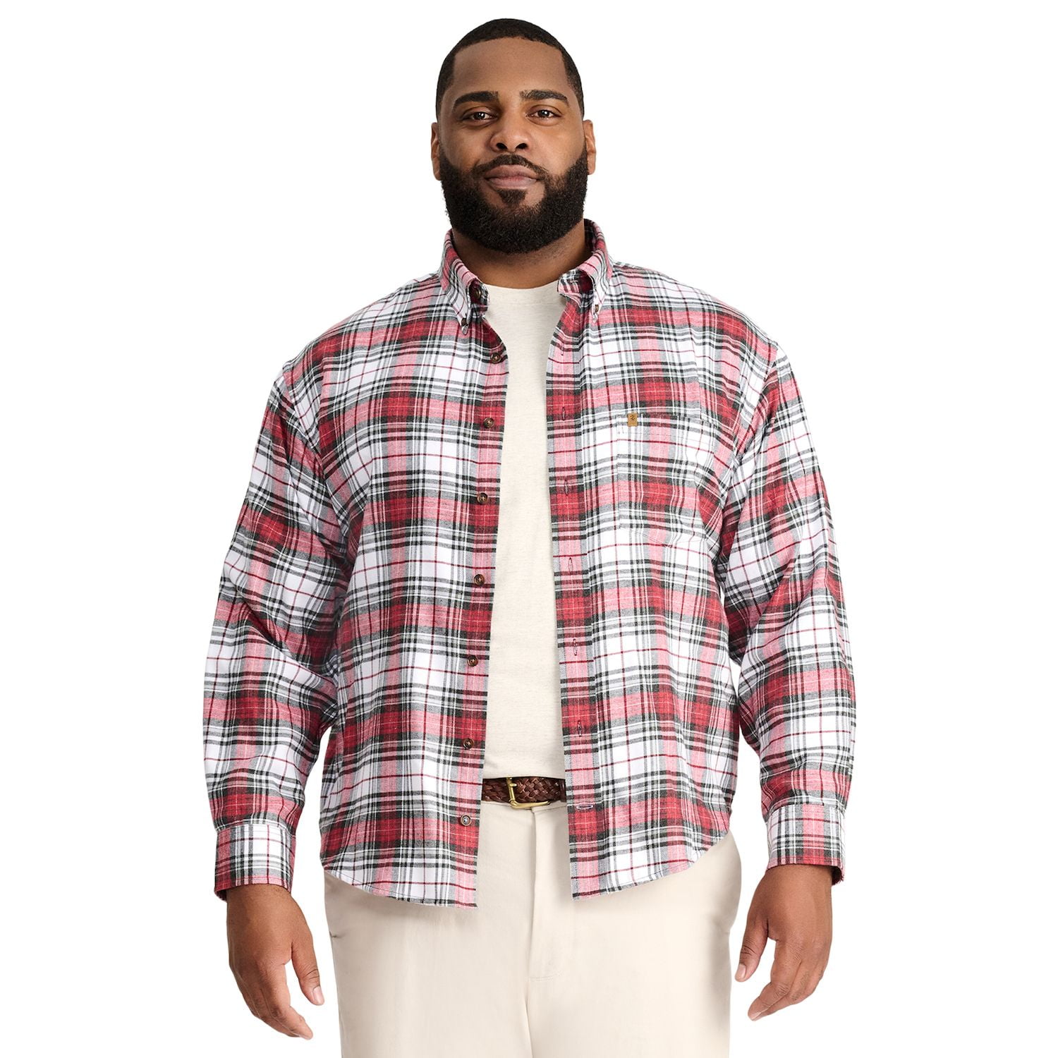 Big & Tall Men's IZOD Flannel Button Down Shirt Color: Bordeaux Wine ...