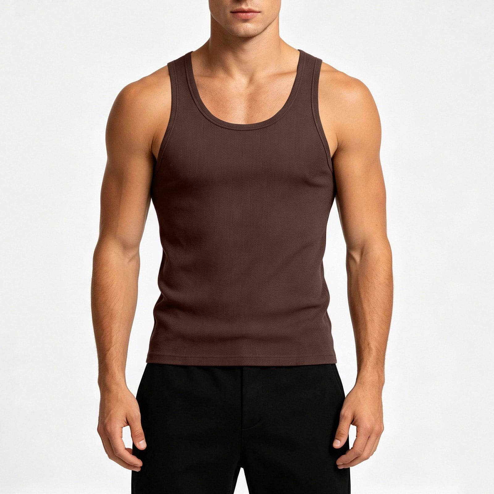 Big & Tall Men's Muscle Tank Top Ribbed Knit Sleeveless Workout Shirt ...