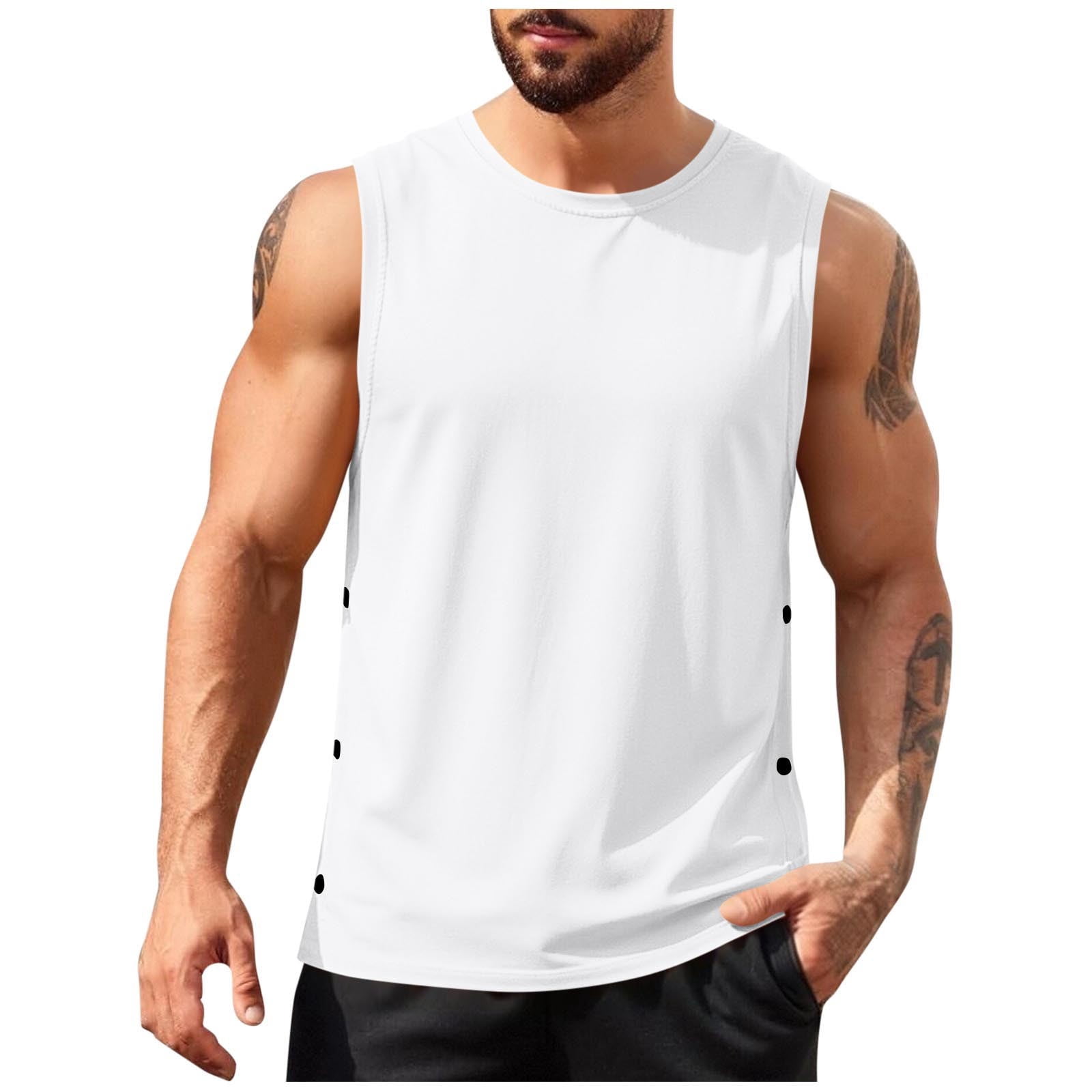 Big & Tall Men's Muscle Tank Top Sleeveless Workout Shirt Crew Neck ...