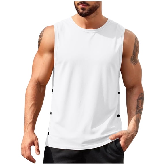 Big & Tall Men's Muscle Tank Top Sleeveless Workout Shirt Crew Neck ...