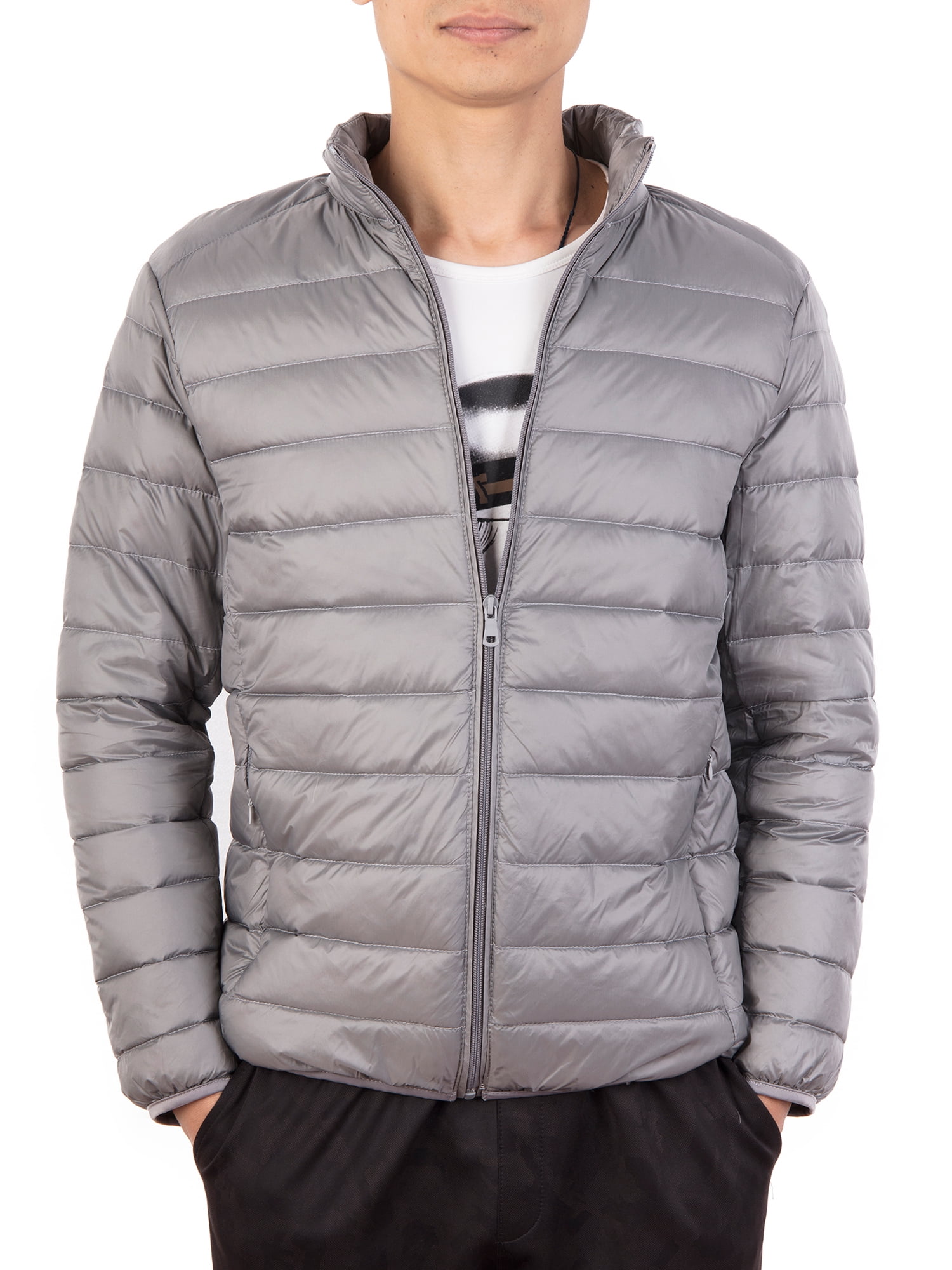 Big & Tall Men's Packable Down Jacket Windbreak Stand Collar Coats ...