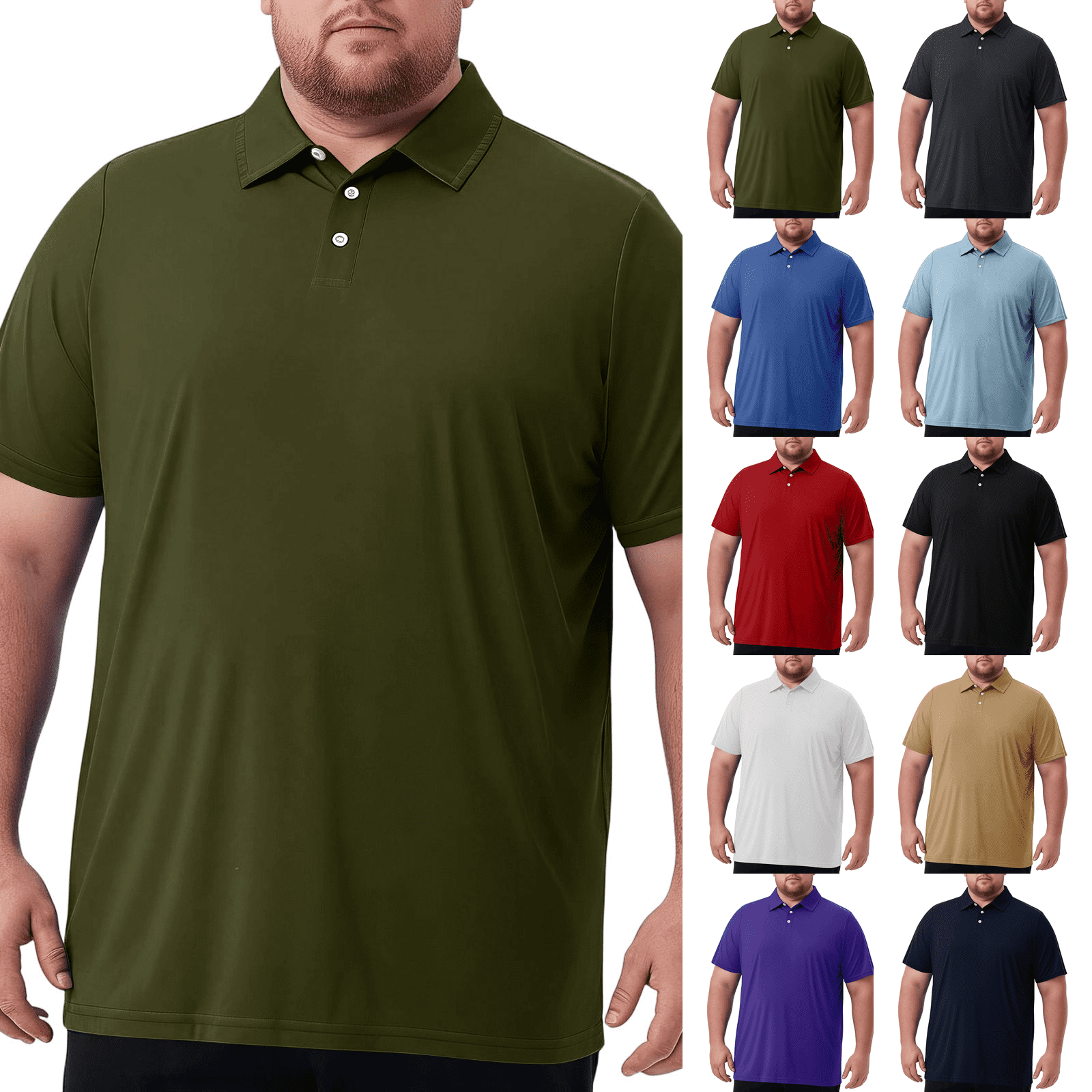 Big & Tall Men's Polo Shirts Quick Dry Performance Short Sleeve ...