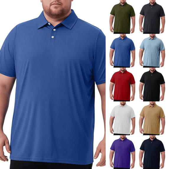 Big & Tall Men's Polo Shirts Quick Dry Performance Short Sleeve ...