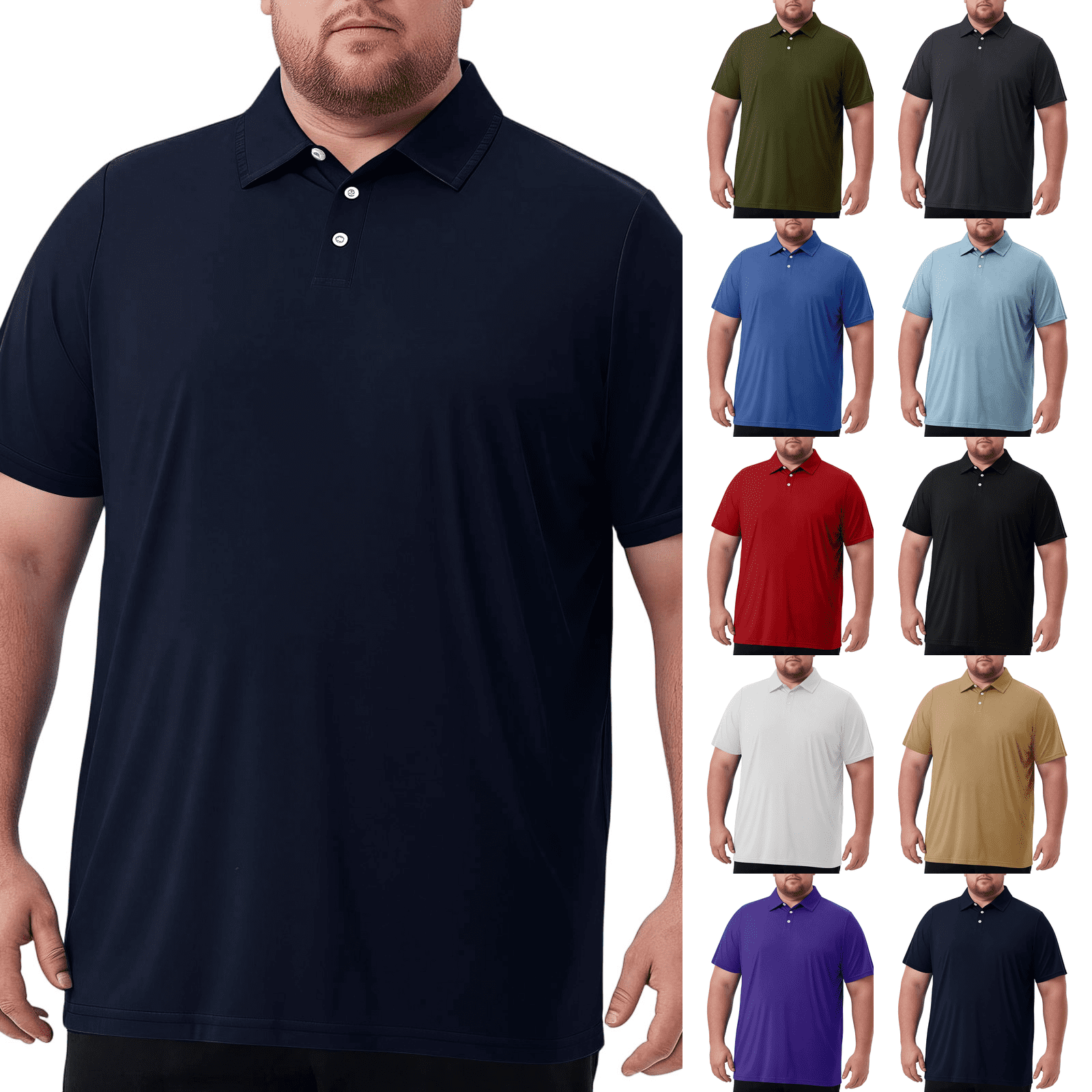 Big & Tall Men's Polo Shirts Quick Dry Performance Short Sleeve ...
