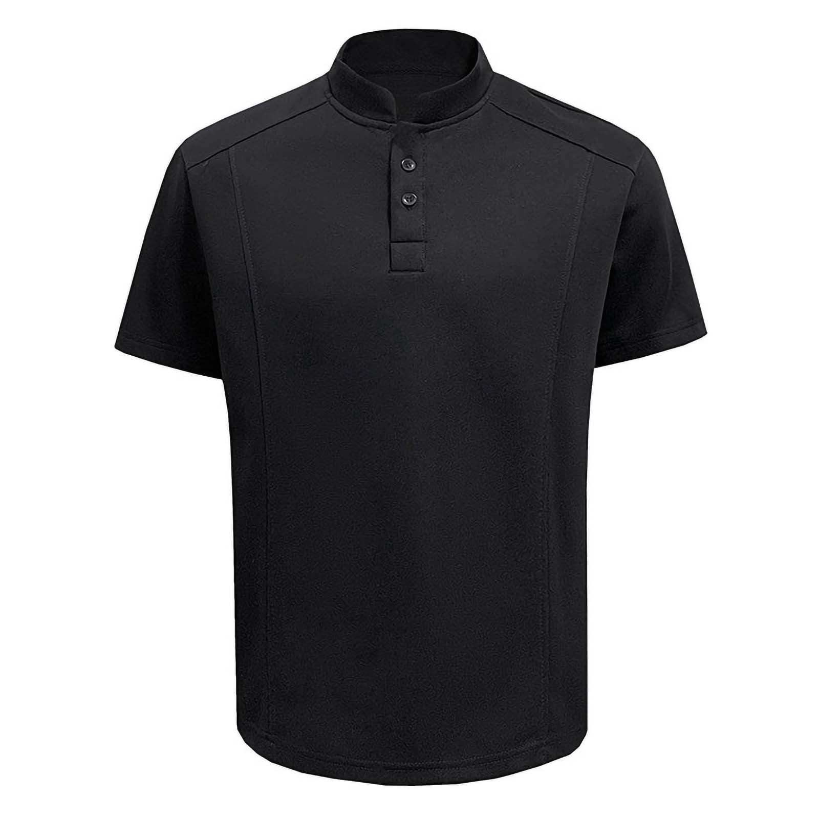 Big & Tall Men's Short Sleeve Henley Shirts Cotton Blend Band Collar ...