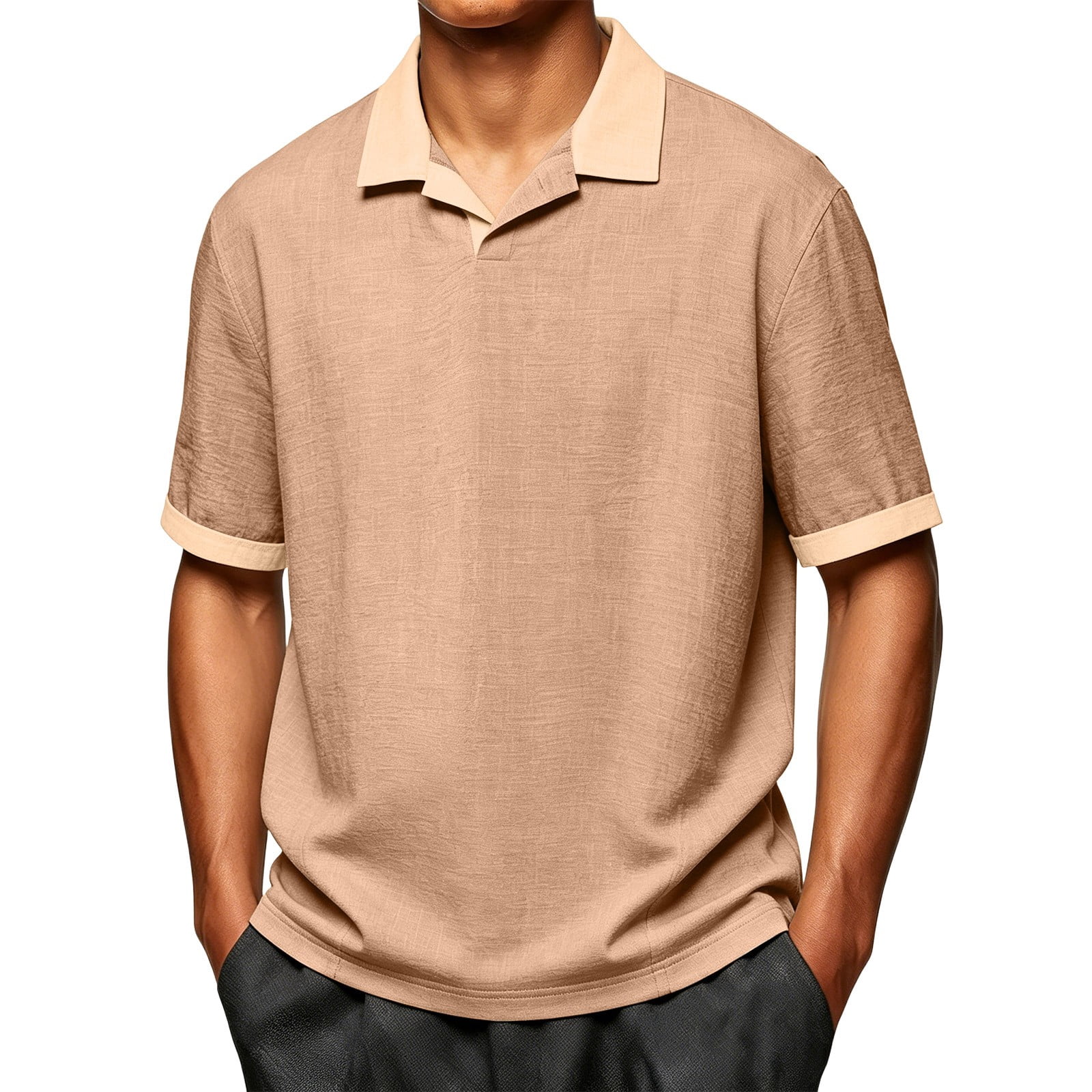 Big & Tall Men's Short Sleeve Resort Shirt Johnny Collar Lightweight ...